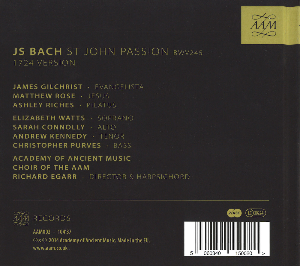 JS Bach: St John Passion (1724 version) – AAM